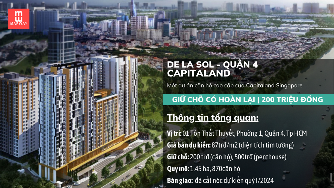 Giữ chỗ dự án De La Sol - Capitaland tại mặt tiền Tôn Thất Thuyết,